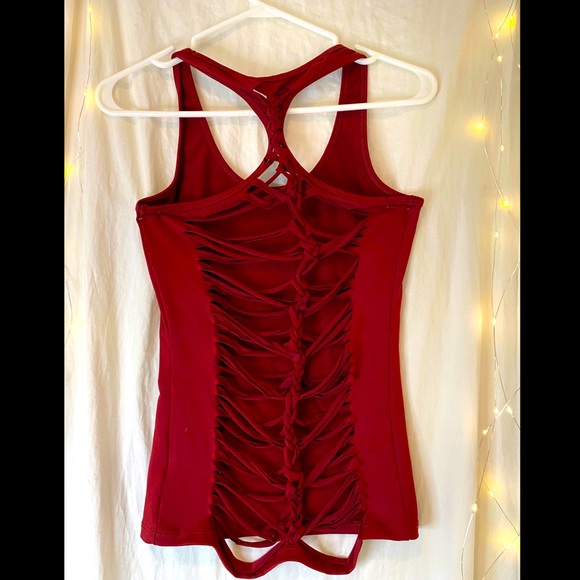 Jala | Tops | 325 Jala Yoga Burgundy Red Lotus Tank Strappy Back | Poshmark